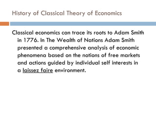 Classical theory of economics | PPT