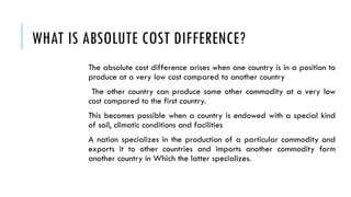 CLASSICAL THEORY OF TRADE OR David RIcardo's theory of international ...