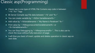 Classic asp , VB.net insert update delete crud | PPT