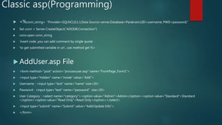 Classic asp , VB.net insert update delete crud | PPT