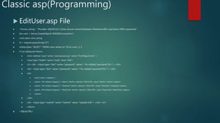 Classic asp , VB.net insert update delete crud | PPT