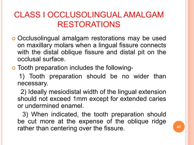 Class i cavity preparation | PPTX
