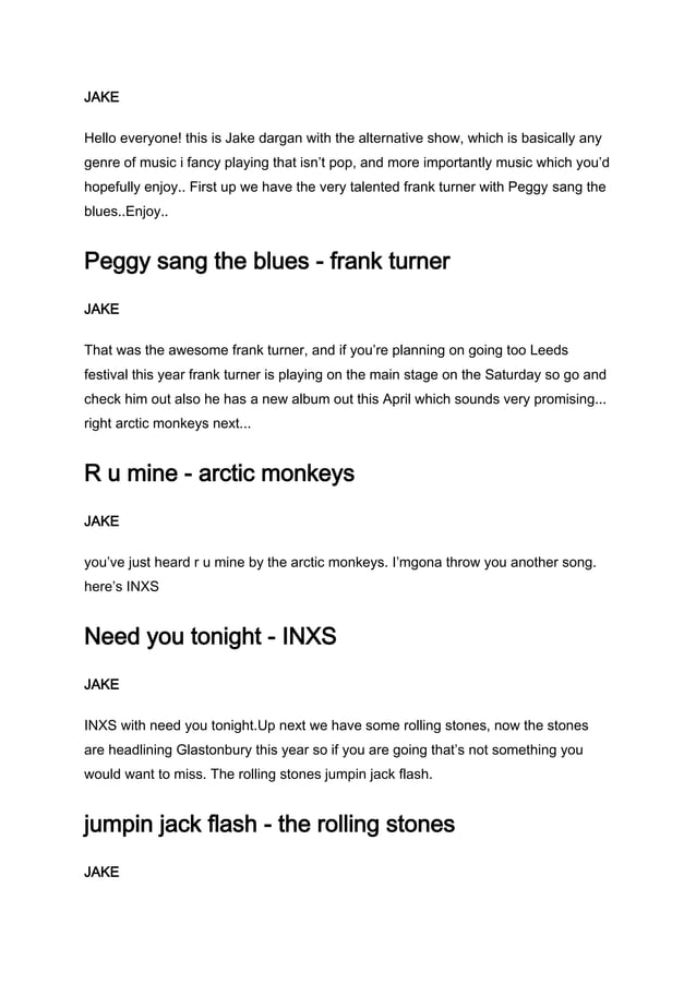 Classic hits radio show script | PDF