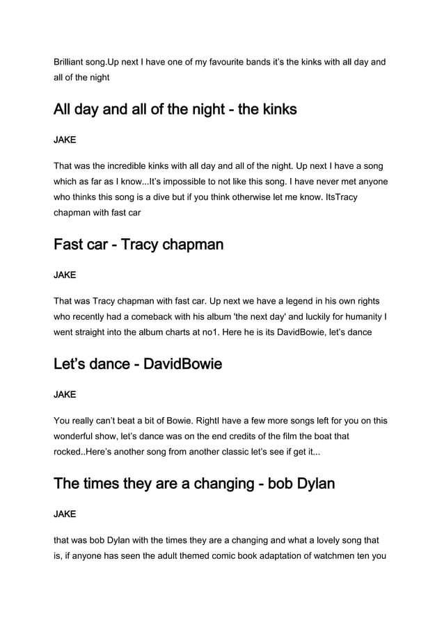 Classic hits radio show script | PDF