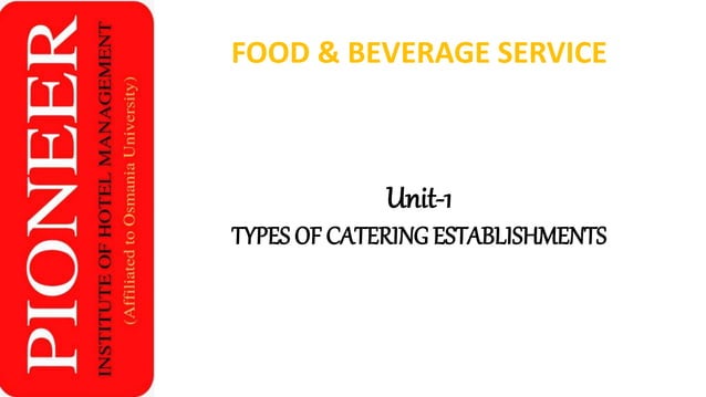 ClassiFiction of Catering Establishments.pptx | Hotel Properties | Real ...