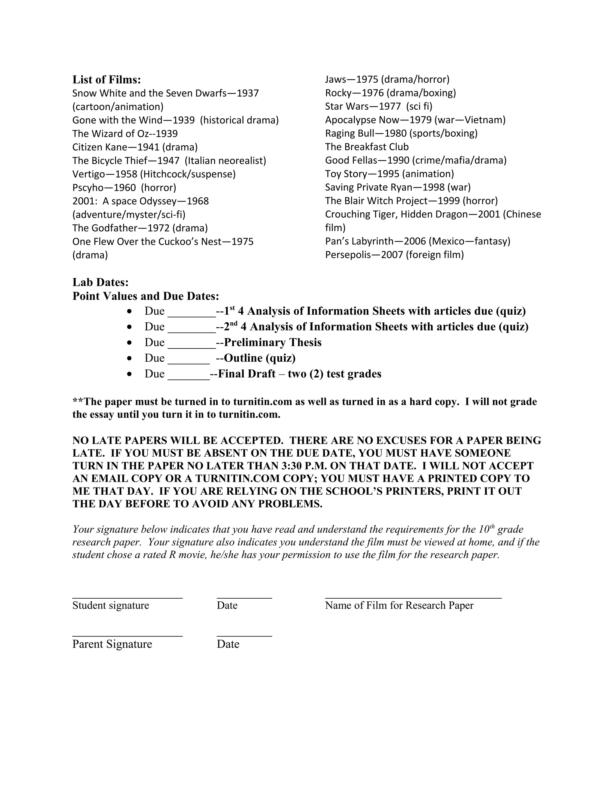 Classic movie analysis research paper | DOC