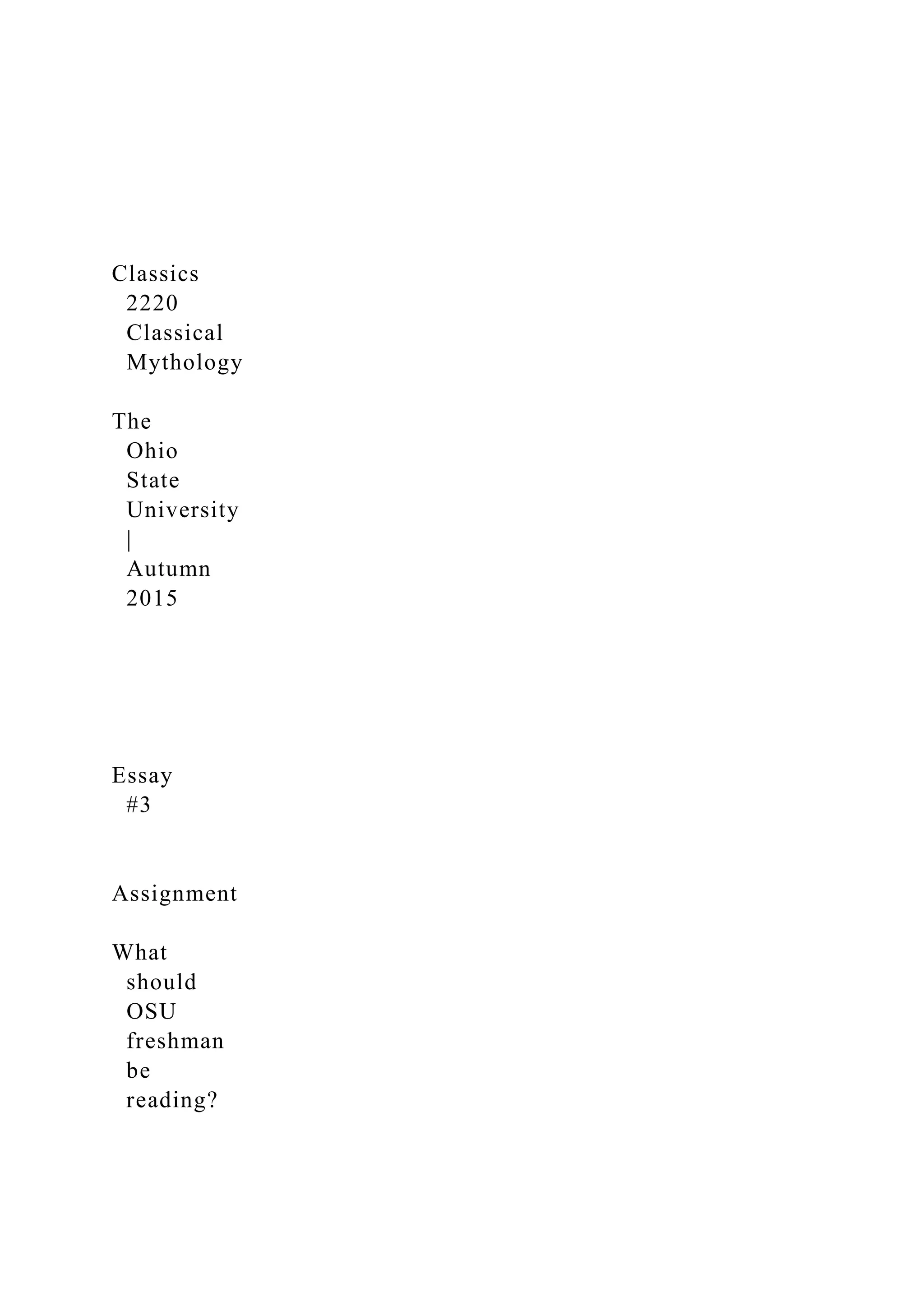 Classics 2220 Classical Mythology The Ohio.docx