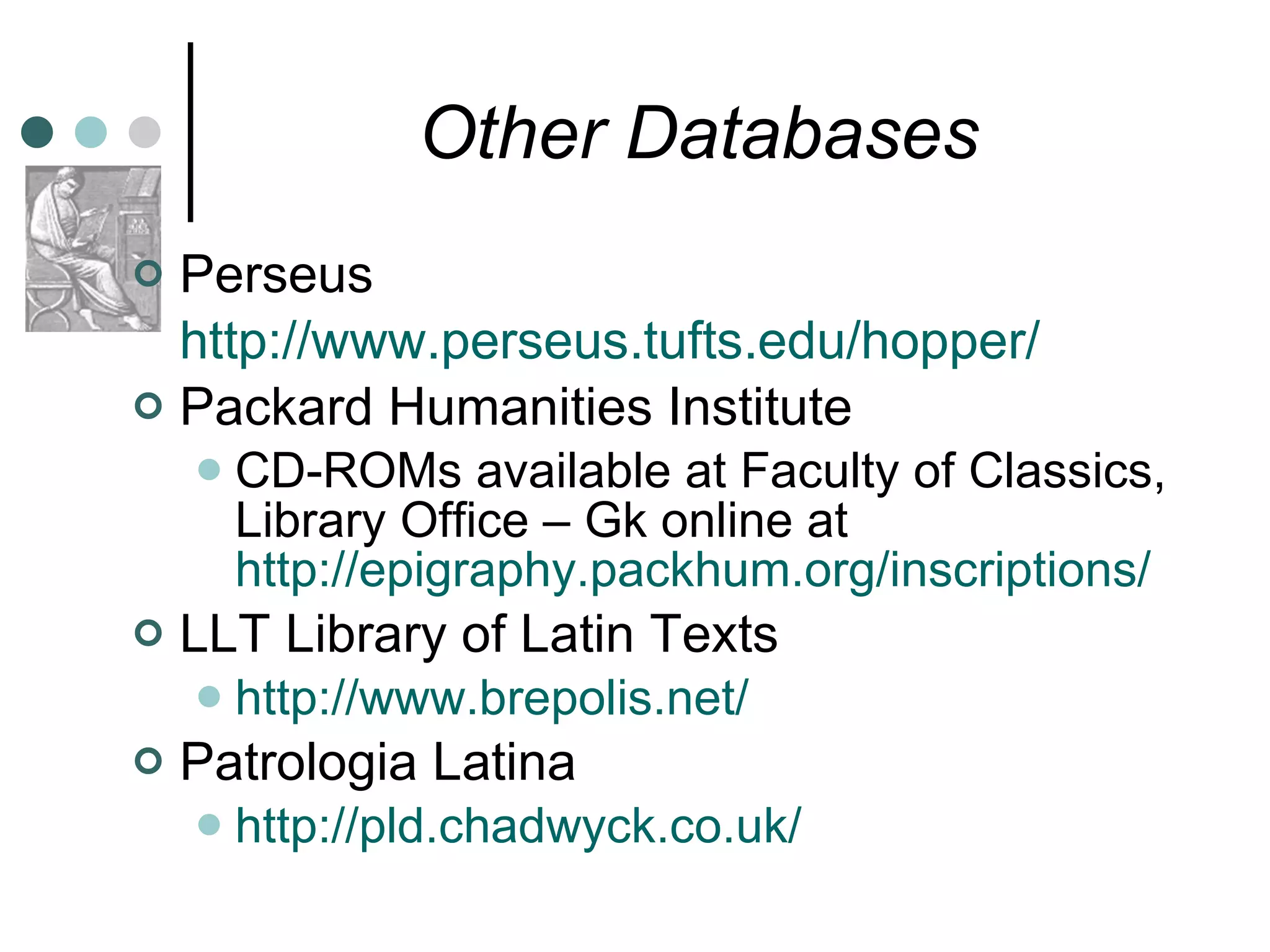 Classics elec resources2011 | PPT