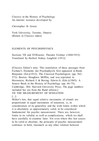 Classics in the History of PsychologyAn internet resource develope | PDF