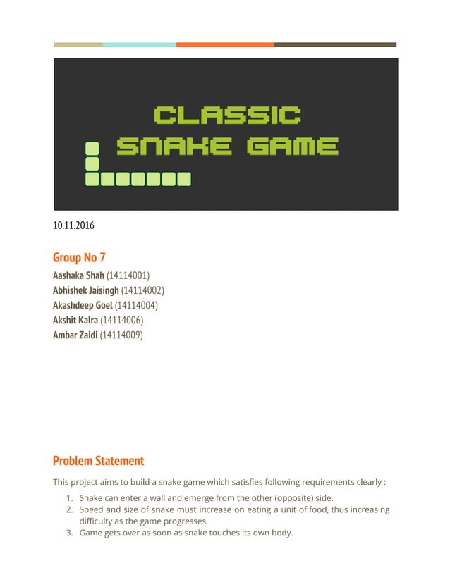 Snake Game Report | PDF | Web Development | Internet