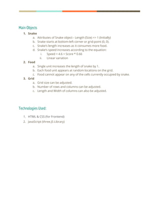 Snake Game Report | PDF