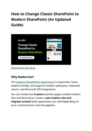 How to Change Classic SharePoint to Modern SharePoint (An Updated Guide ...