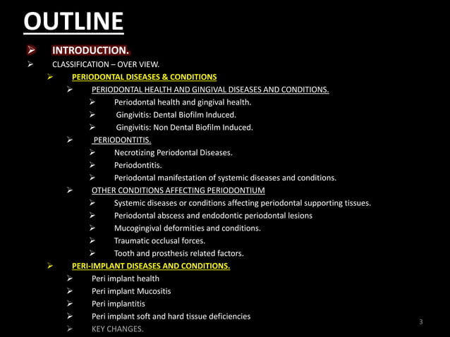 AAP 2017 CLASSIFICATION OF PERIODONTAL DISEASE PART 1 | PPTX | Dental ...