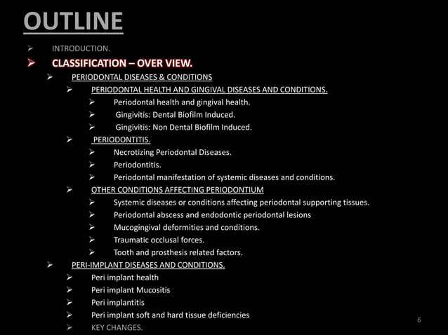 AAP 2017 CLASSIFICATION OF PERIODONTAL DISEASE PART 1 | PPTX | Dental ...