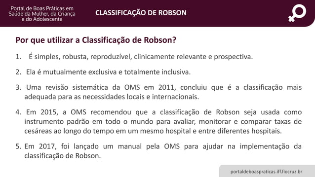CLASSIFICAÇÃO DE ROBSON | PPT