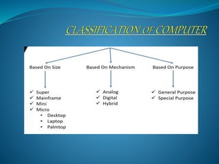 CLASSIFICATIN OF COMPUTERS.pptx | Free Download