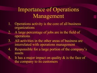 Classification and Purpose of Production and Operations Management | PPT