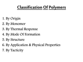Classification Of Polymer On Different Basis | PPT