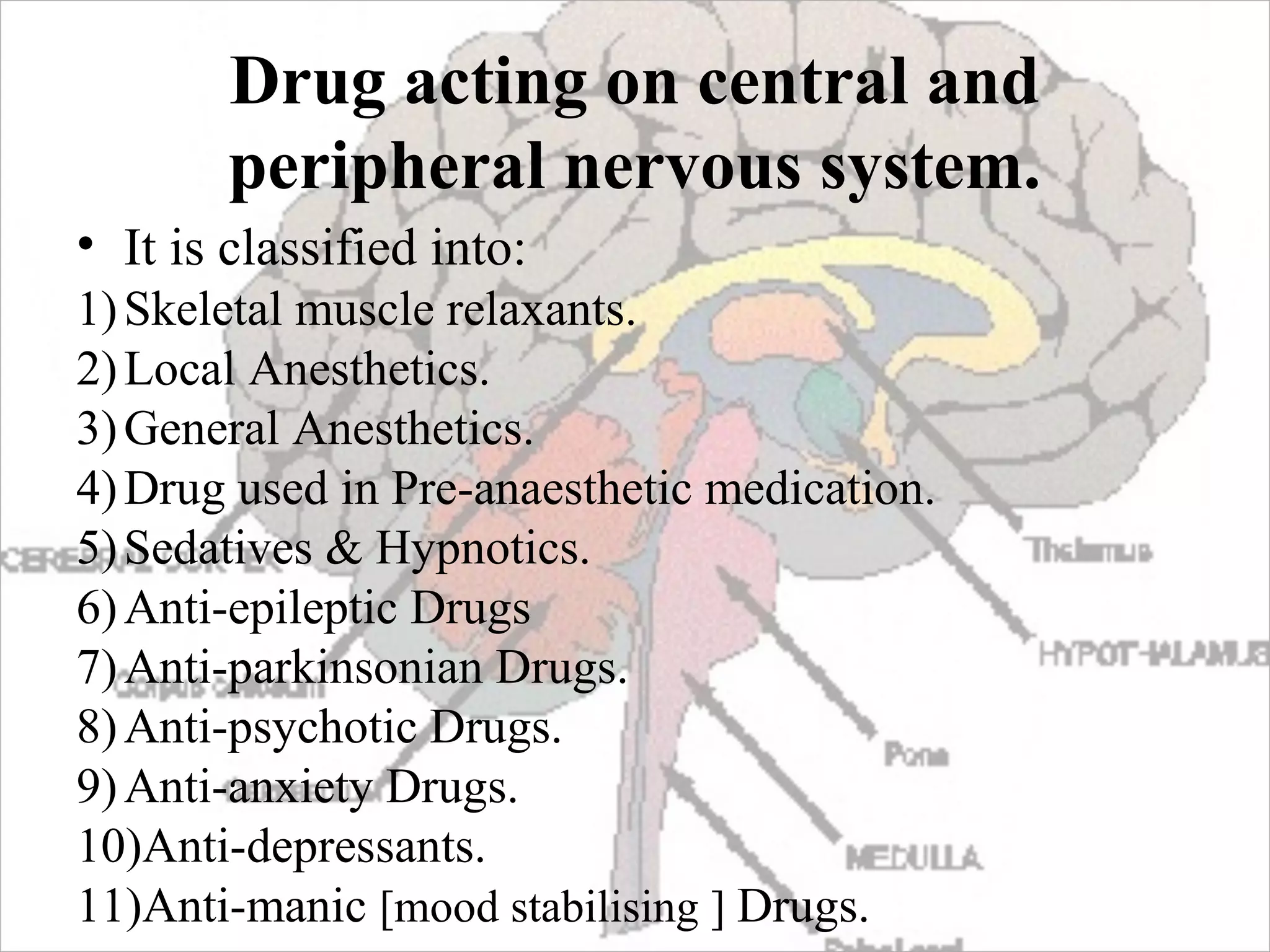 Classification drug act on nervous system | PPT