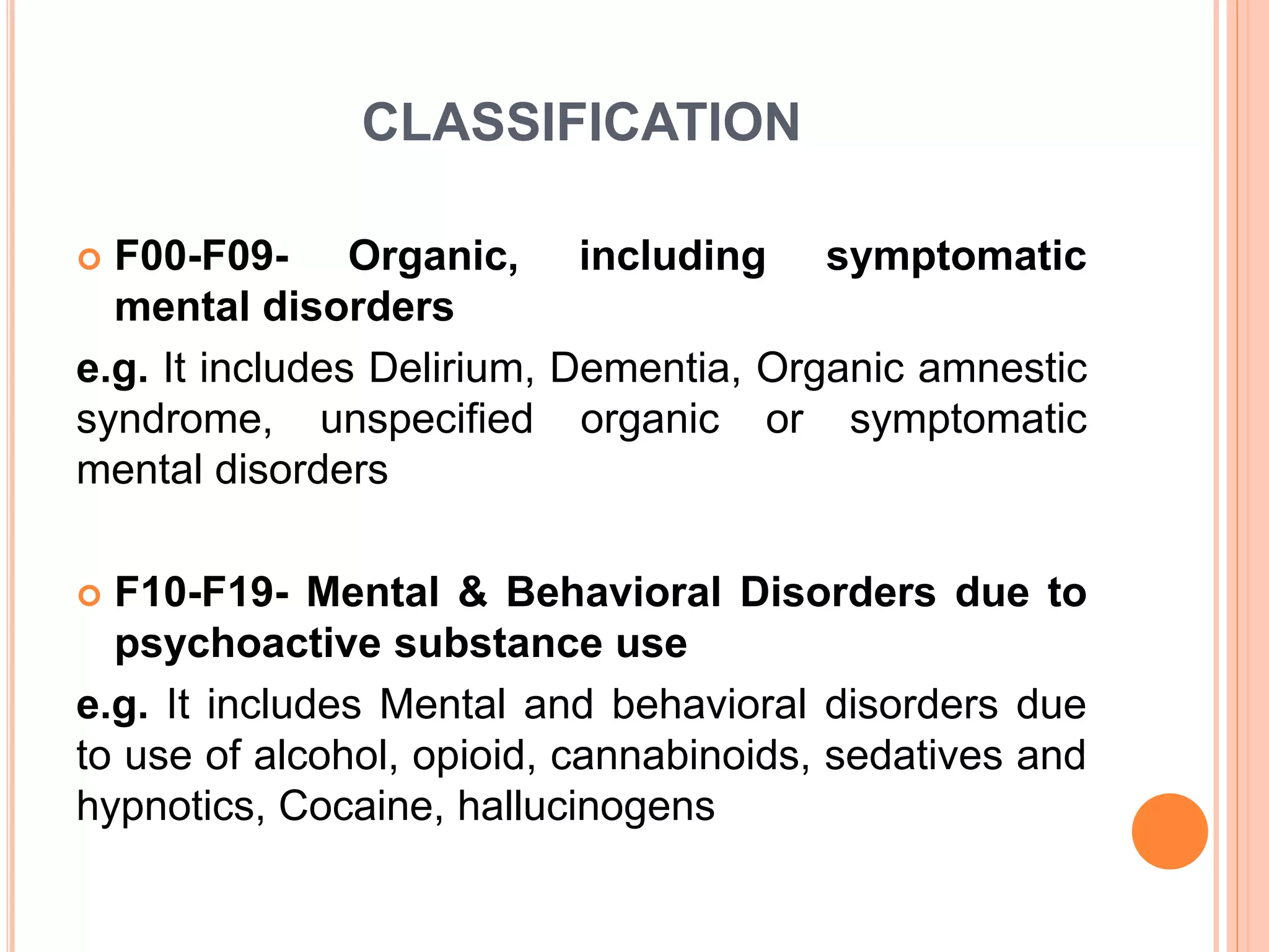 Classification of Mental Disorders | PPTX