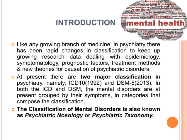 Classification of Mental Disorders | PPTX