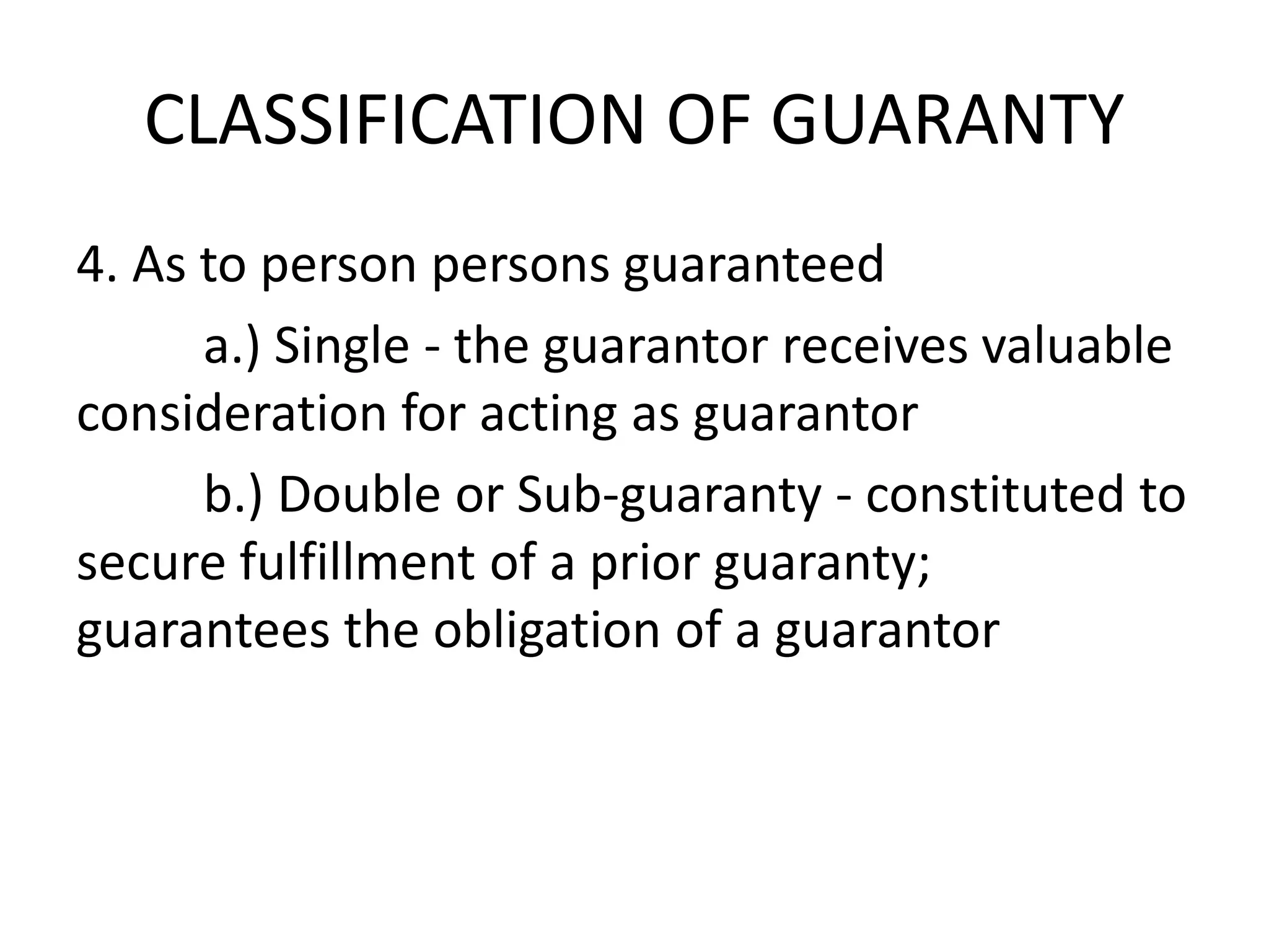 Classification of-guaranty | PPTX