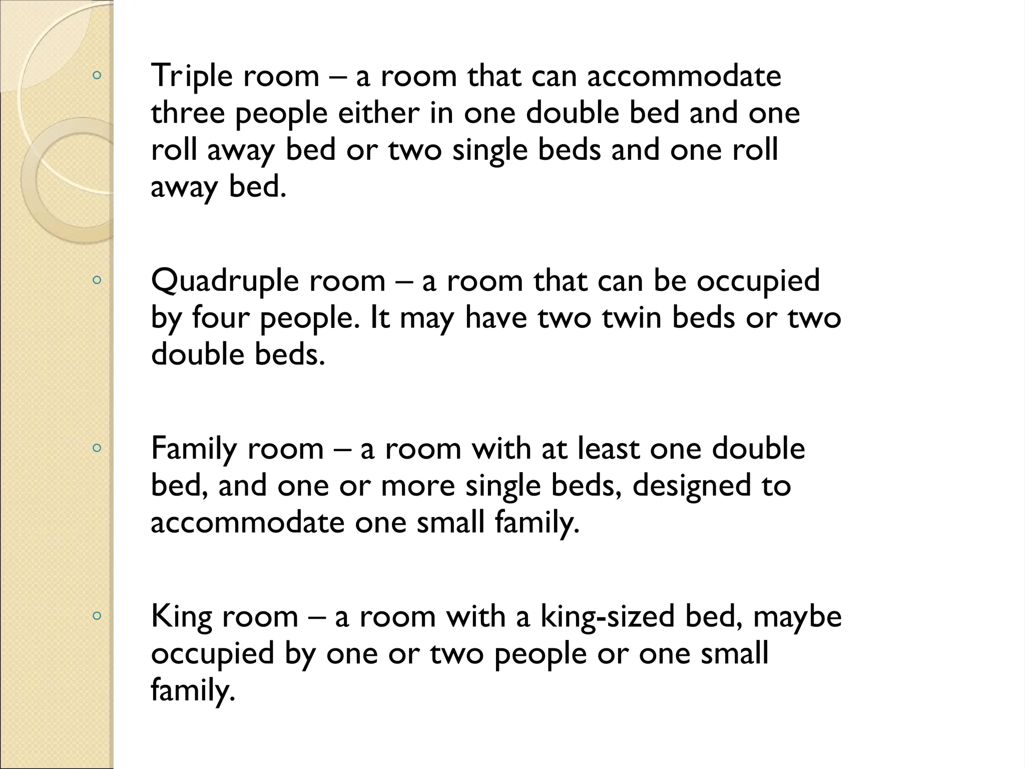 classification-of-guestrooms and details | PPT