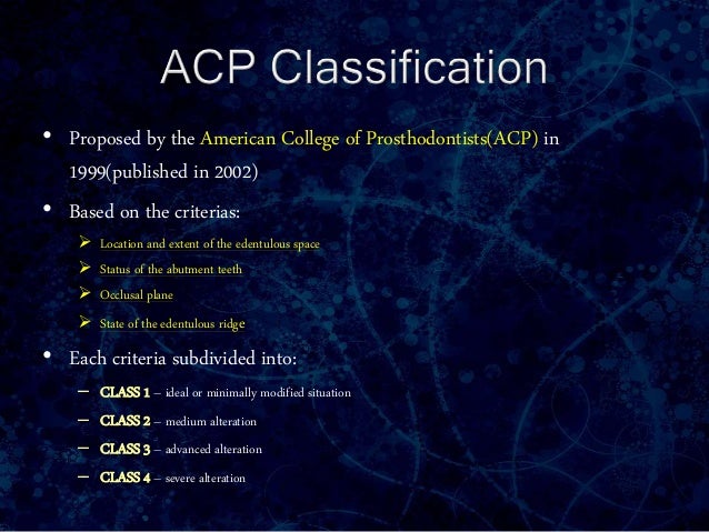 Classification of Partially Edentulous Arches