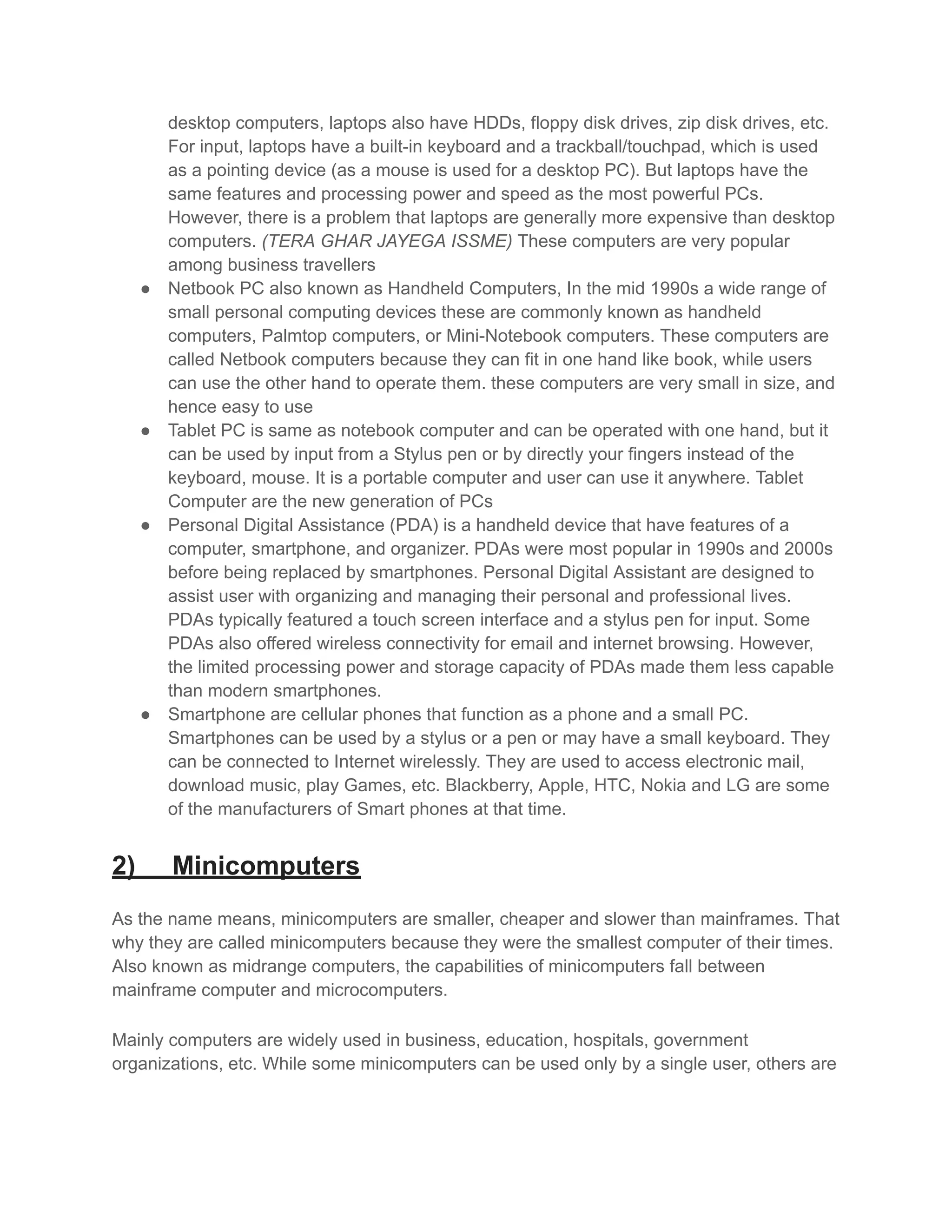 CLASSIFICATION 0F COMPUTERS.pdf | Laptops | Computing