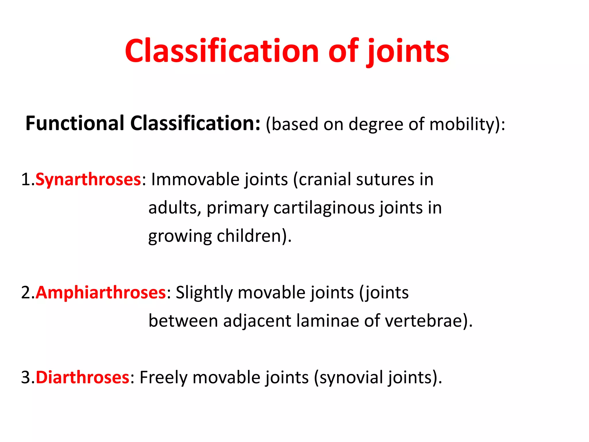 Classification and applied aspects of joints | PPTX