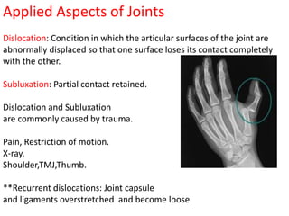Classification and applied aspects of joints | PPTX