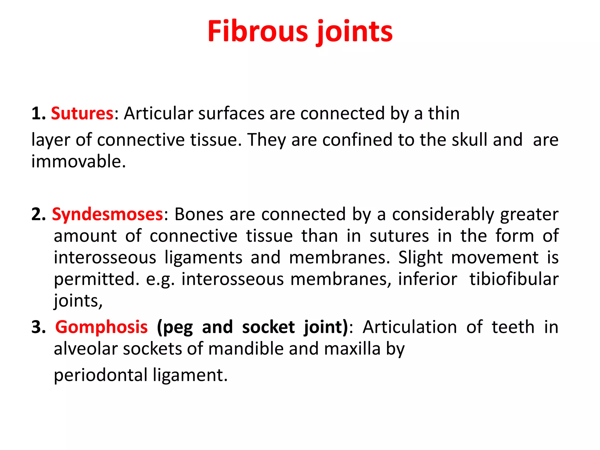 Classification and Applied Aspects of Joints | PPTX