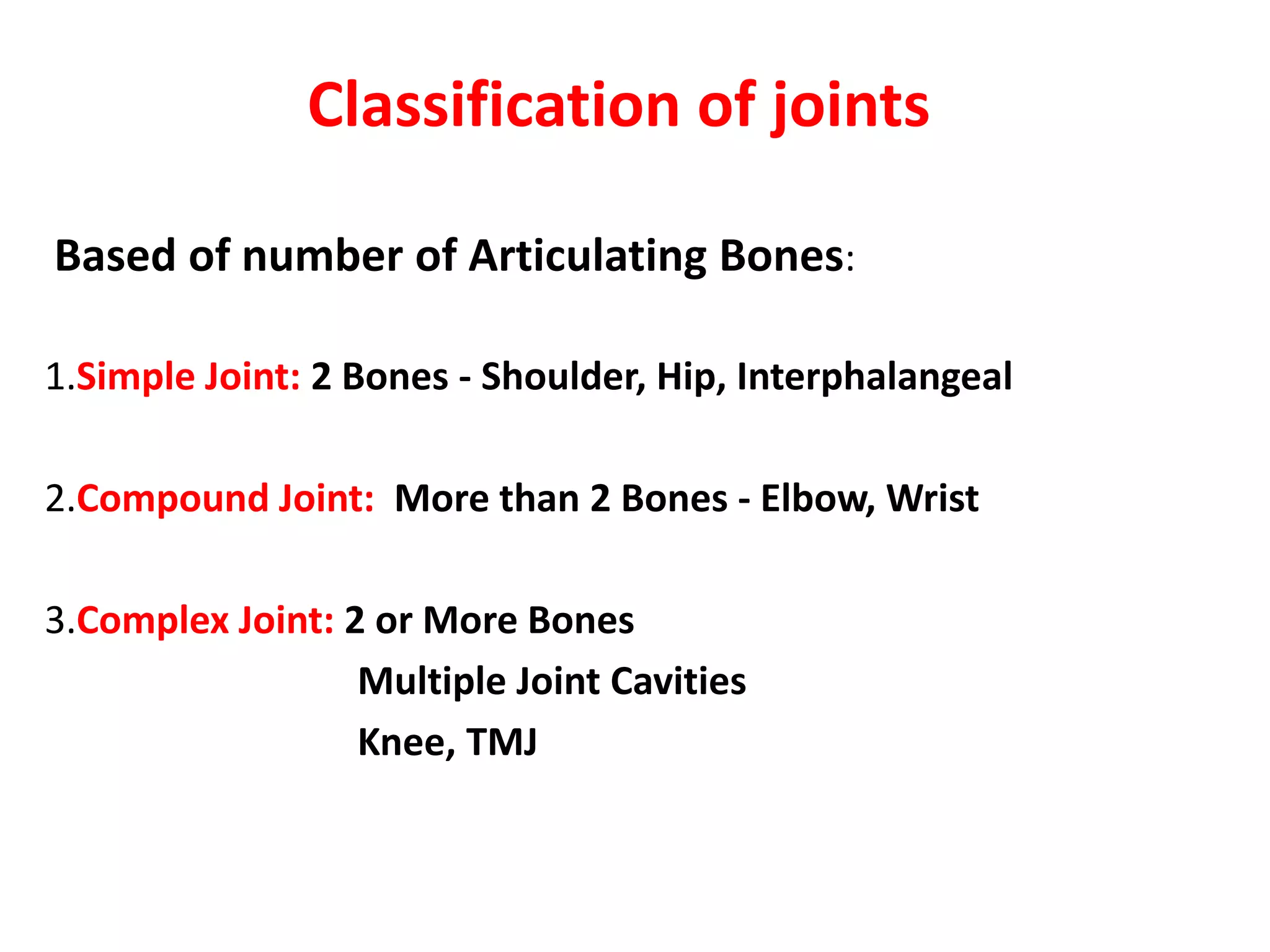 Classification and Applied Aspects of Joints | PPTX