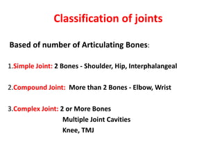 Classification and Applied Aspects of Joints | PPTX