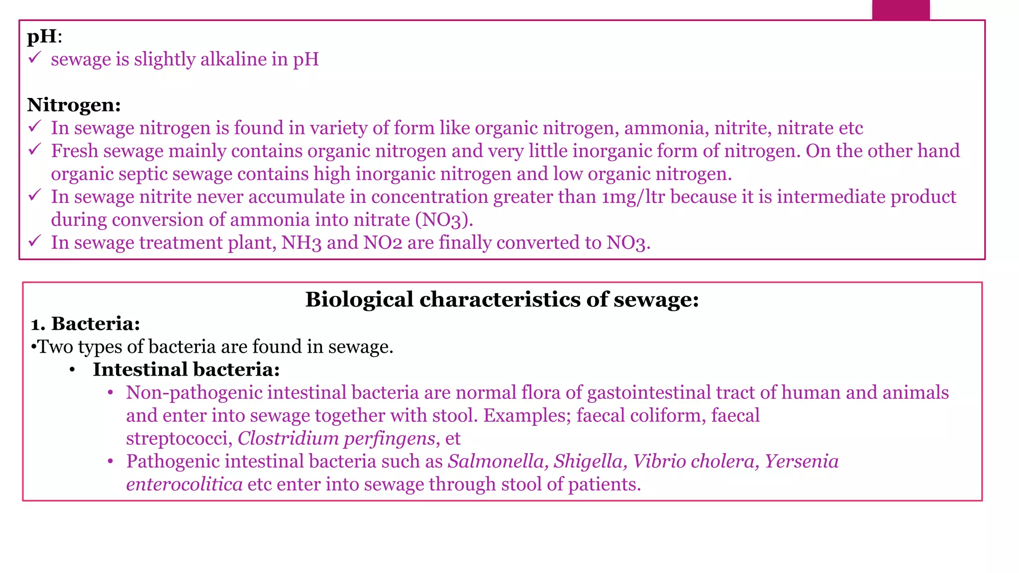 Classification and characteristics of sewage and industrial effluents ...