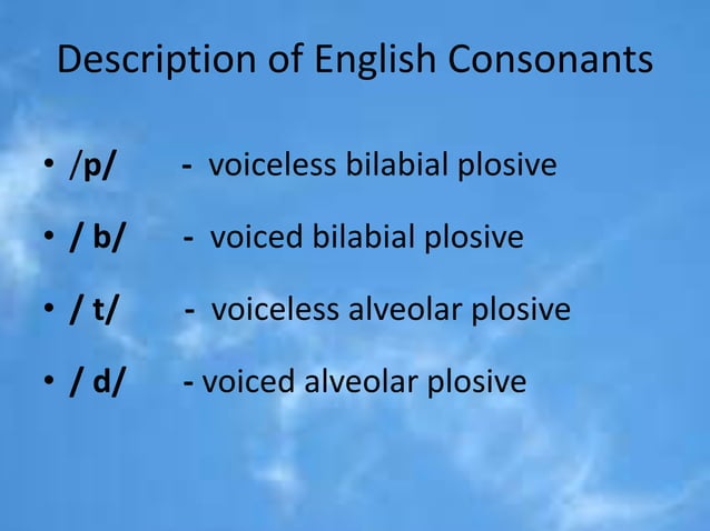 Classification And Description Of Consonantsppt