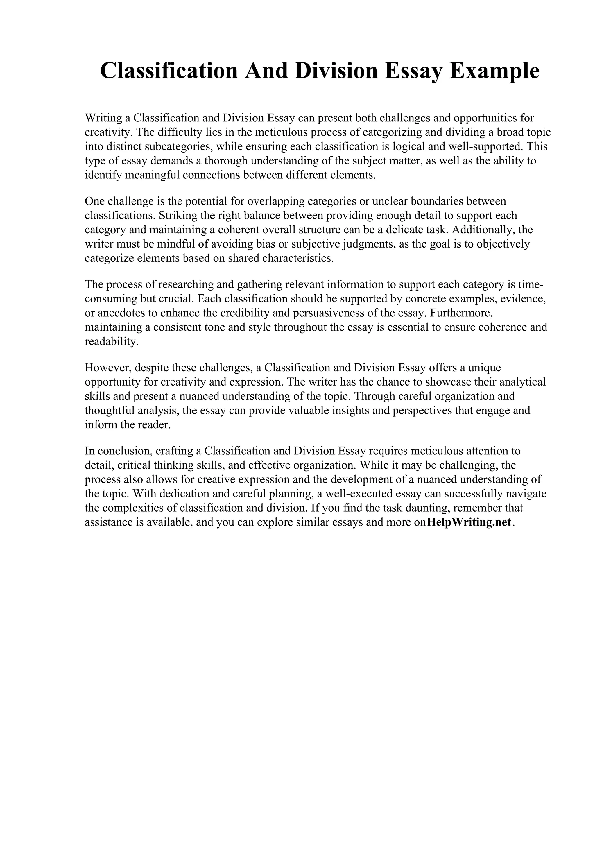 Classification And Division Essay Example.pdf | Homework and Study ...