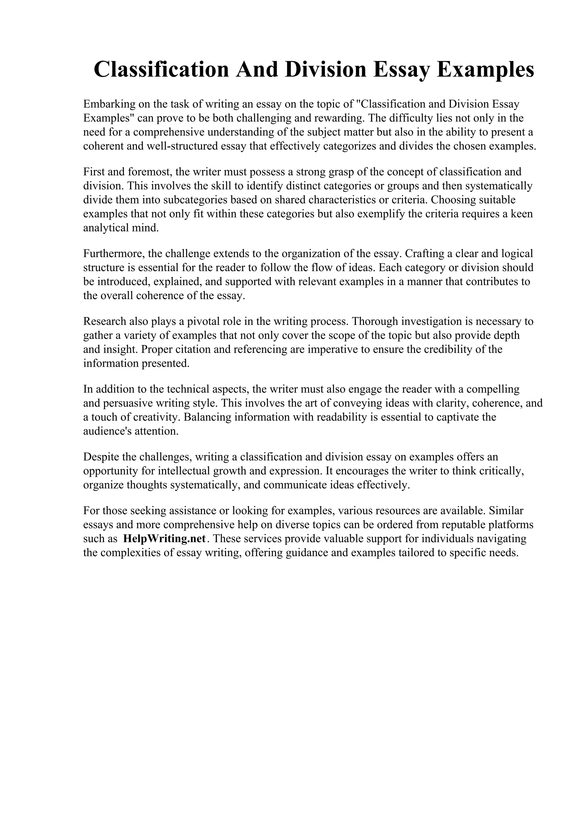 Classification And Division Essay Examples.pdf