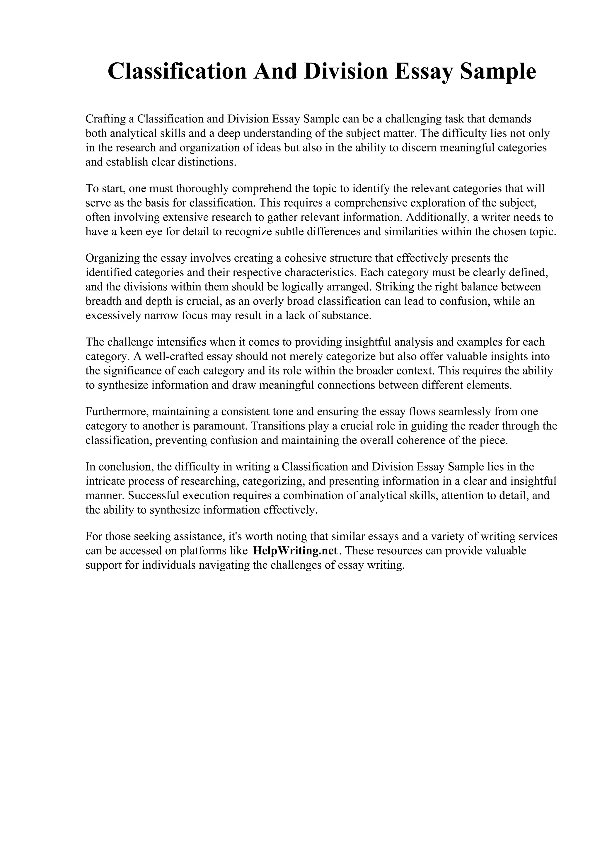 Classification And Division Essay Sample.pdf