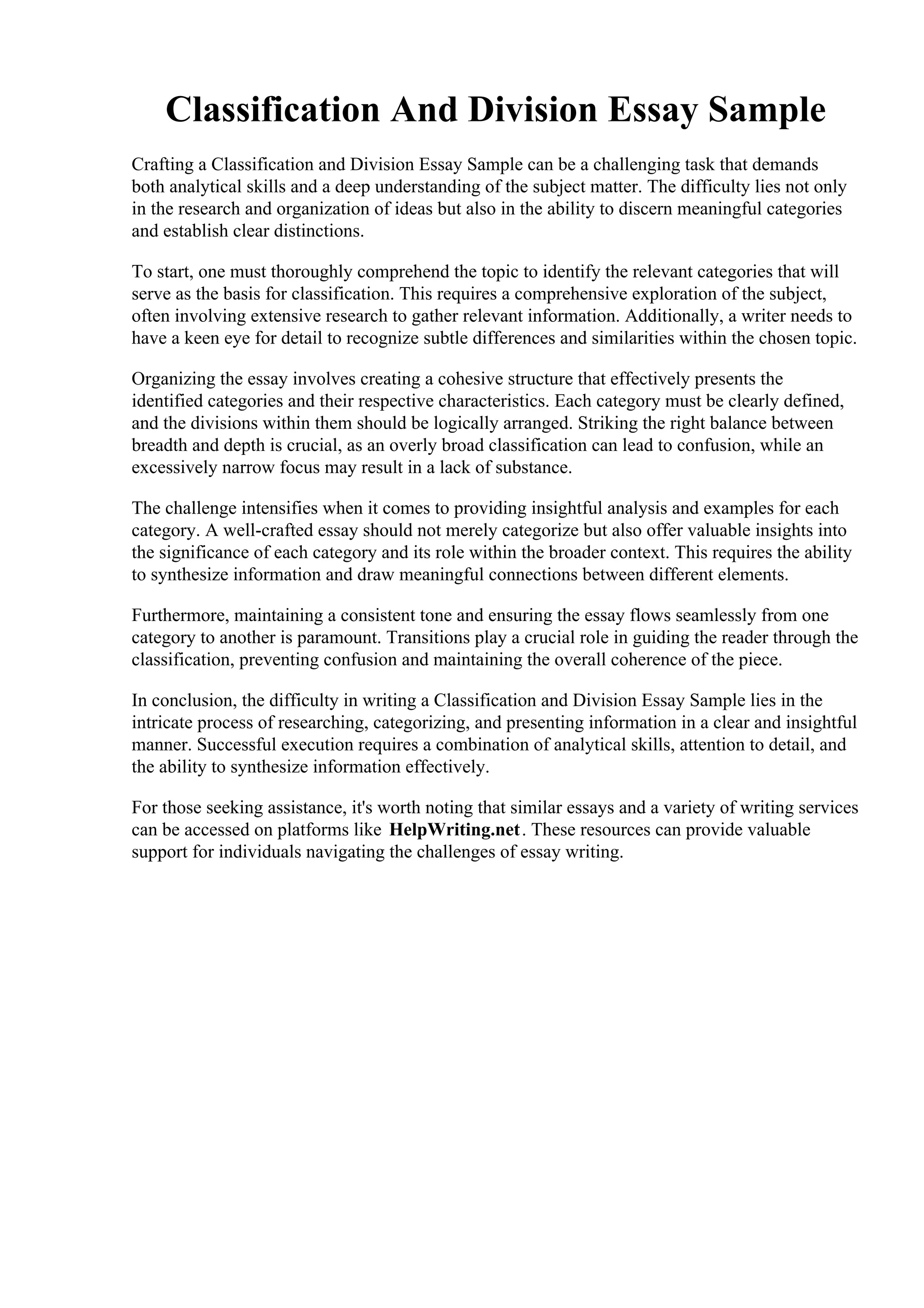 Classification And Division Essay Sample.pdf