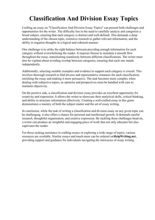 Classification And Division Essay Topics.pdf