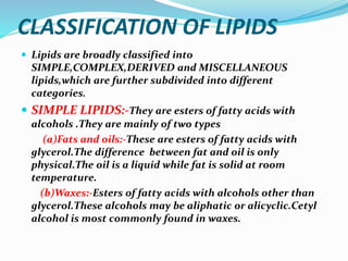 Classification and functions of lipids | PPT