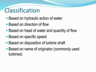 classification and Hydraulic turbines.ppt