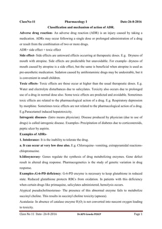 Classification and mechanism of action of adr. | PDF