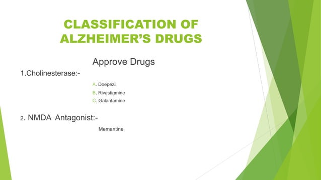 Classification and mechanism of action of alzheimers drugs | PPTX