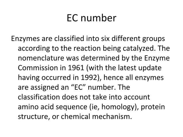 Classification and nomenclature of enzymes | PPT