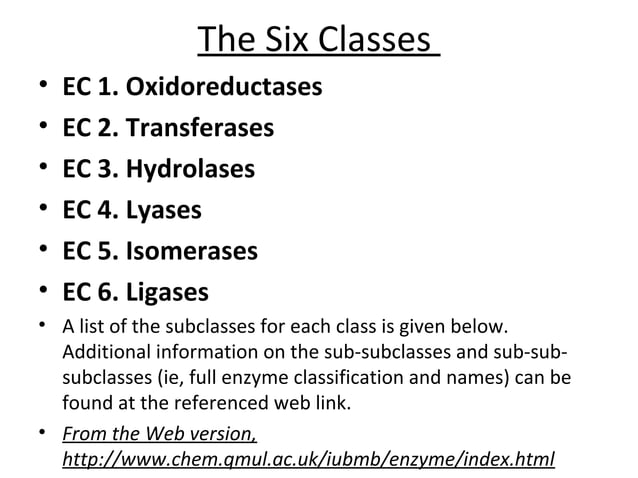 Classification and nomenclature of enzymes | PPT