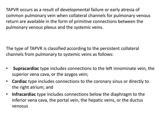 Classification and pathophysiology of tapvc | PPTX