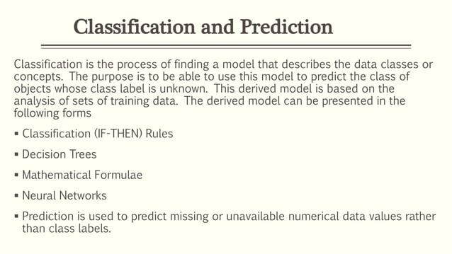 Classification And Prediction In Data Mining Pptx Databases