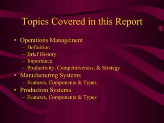 Classification And Purpose Of Production And Operations Management 2324 ...